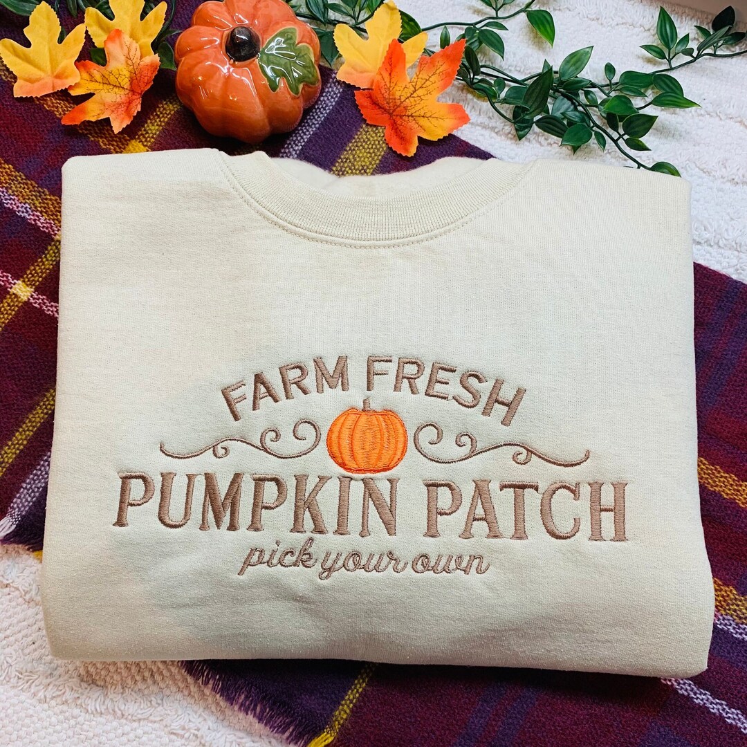 Pumpkin Patch Sweatshirt, Embroidered Pumpkin Patch Sweatshirt, Farm ...