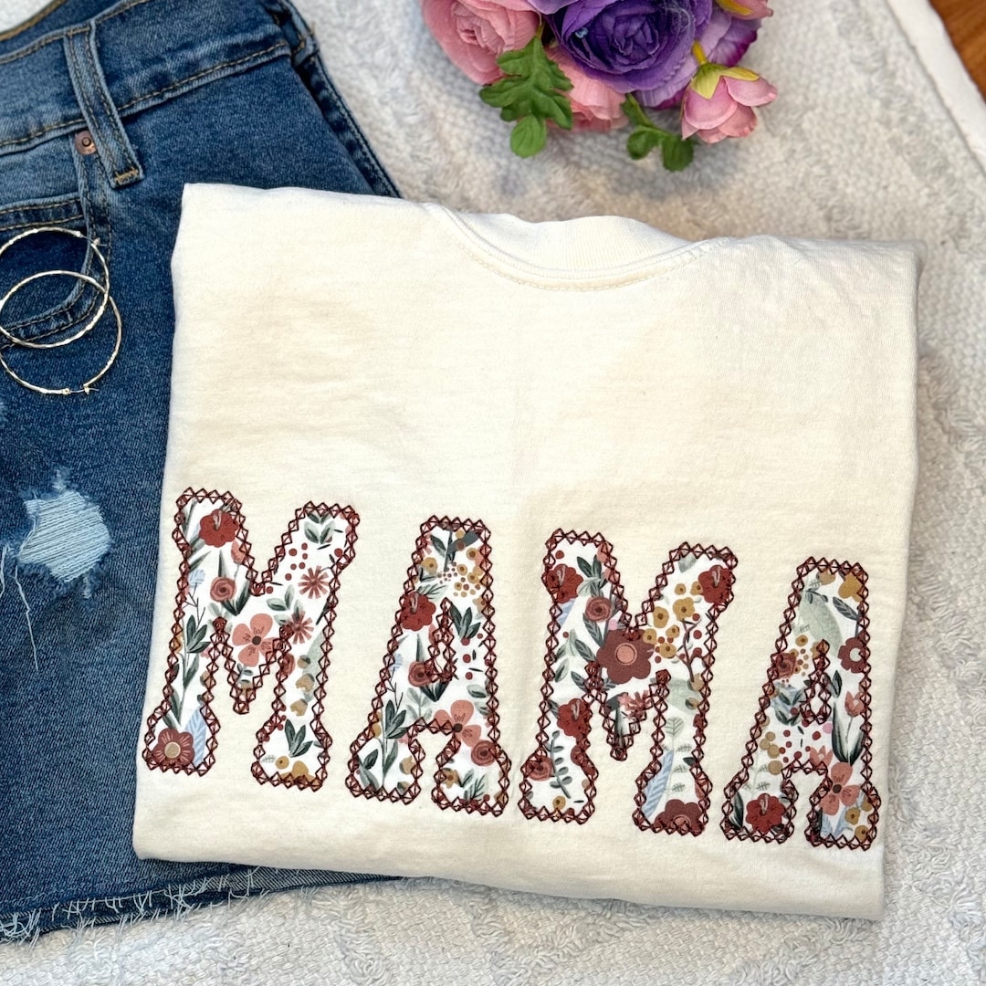 Embroidered Mama Shirt, Personalized Mama Shirt, Custom Mama Shirt ...