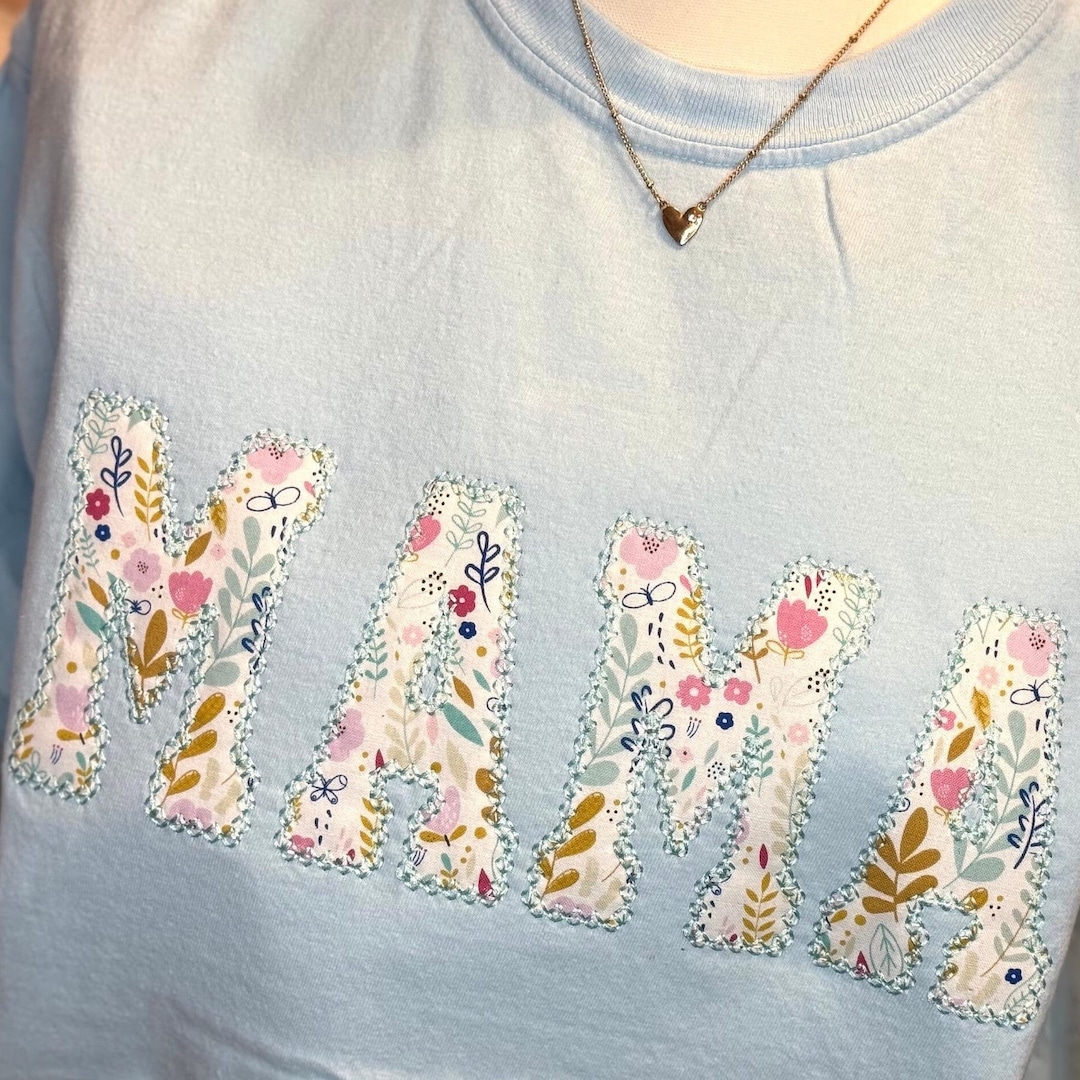 Personalized Mama Shirt, Embroidered Mama Shirt, Spring Trendy Mama ...