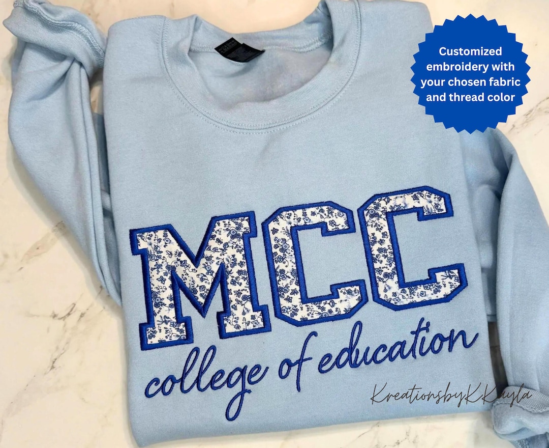 Custom College Mascot Sweatshirt, Embroidered College Initials Crewneck ...