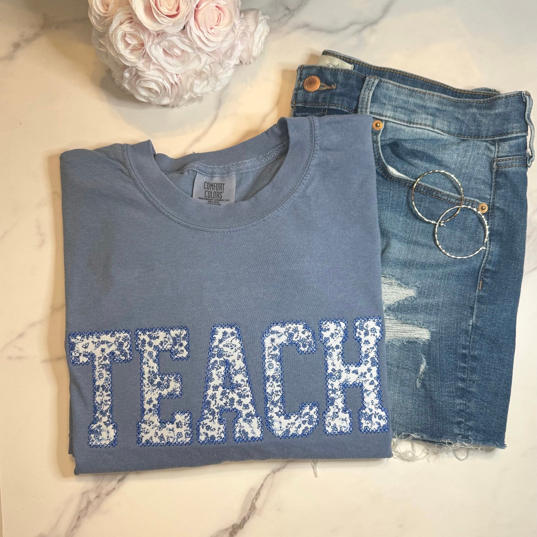 Teach Shirt, Embroidered Teacher Shirt, Personalized Toile Teach ...