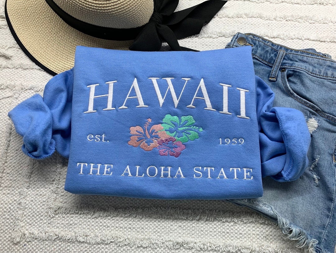 Hawaii Sweatshirt, Custom Embroidered Hawaii Crewneck, Minimalist ...