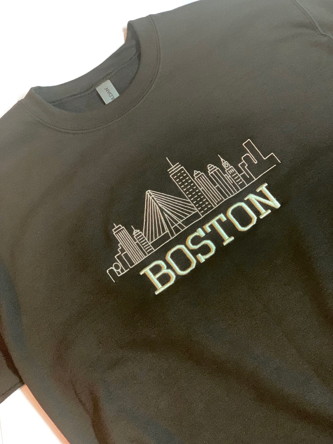 Boston Sweatshirt Embroidered Boston City Skyline Sweatshirt - Etsy