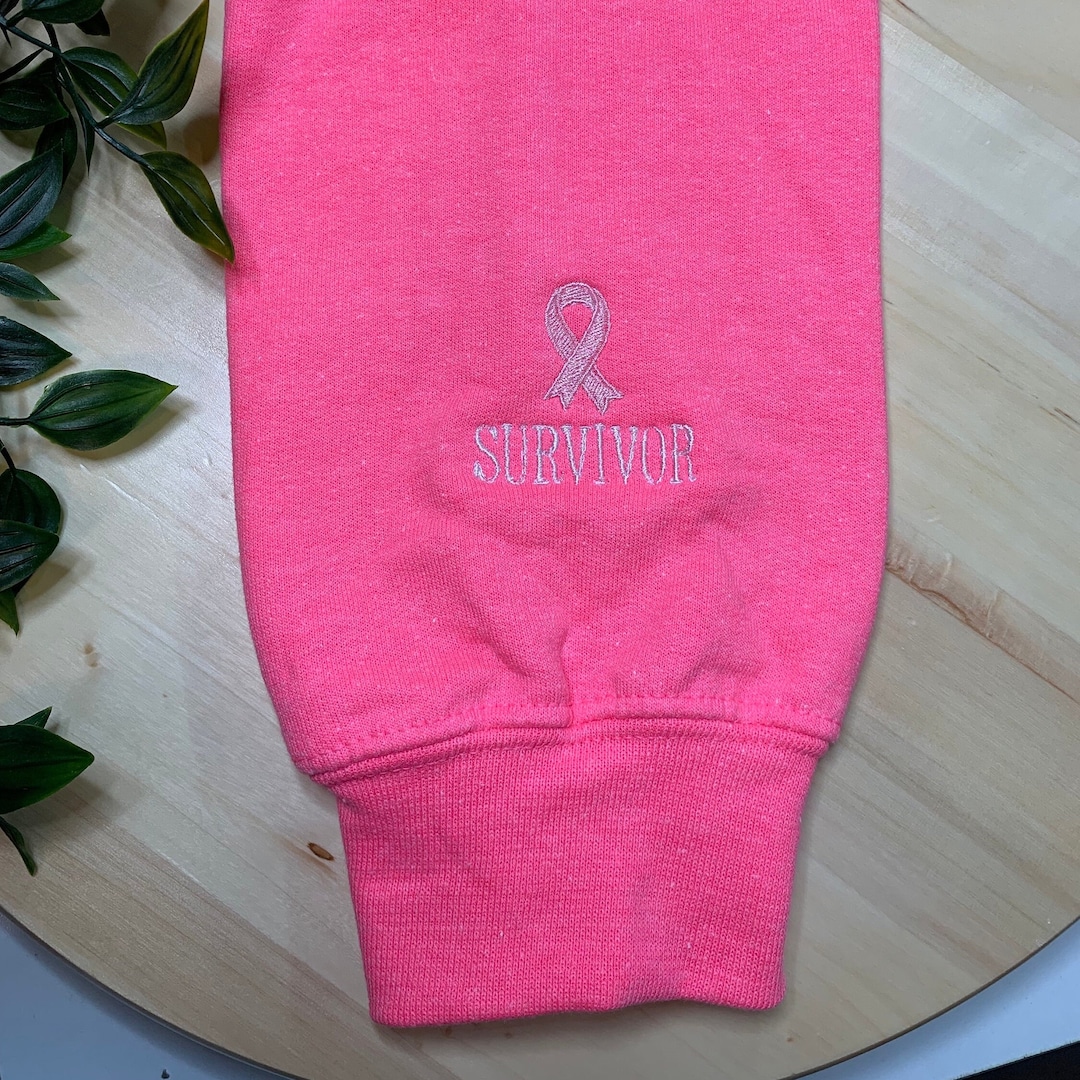 Breast Cancer Sweatshirt, Embroidered Cancer Sweatshirt, Survivor Pink ...