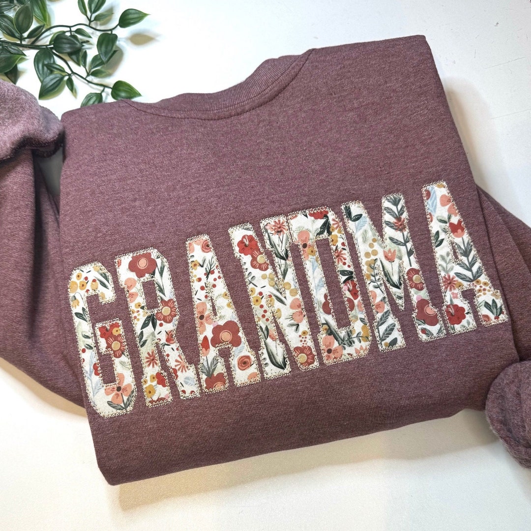 Grandma Sweatshirt, Embroidered Grandma Sweatshirt, Personalized Gift ...