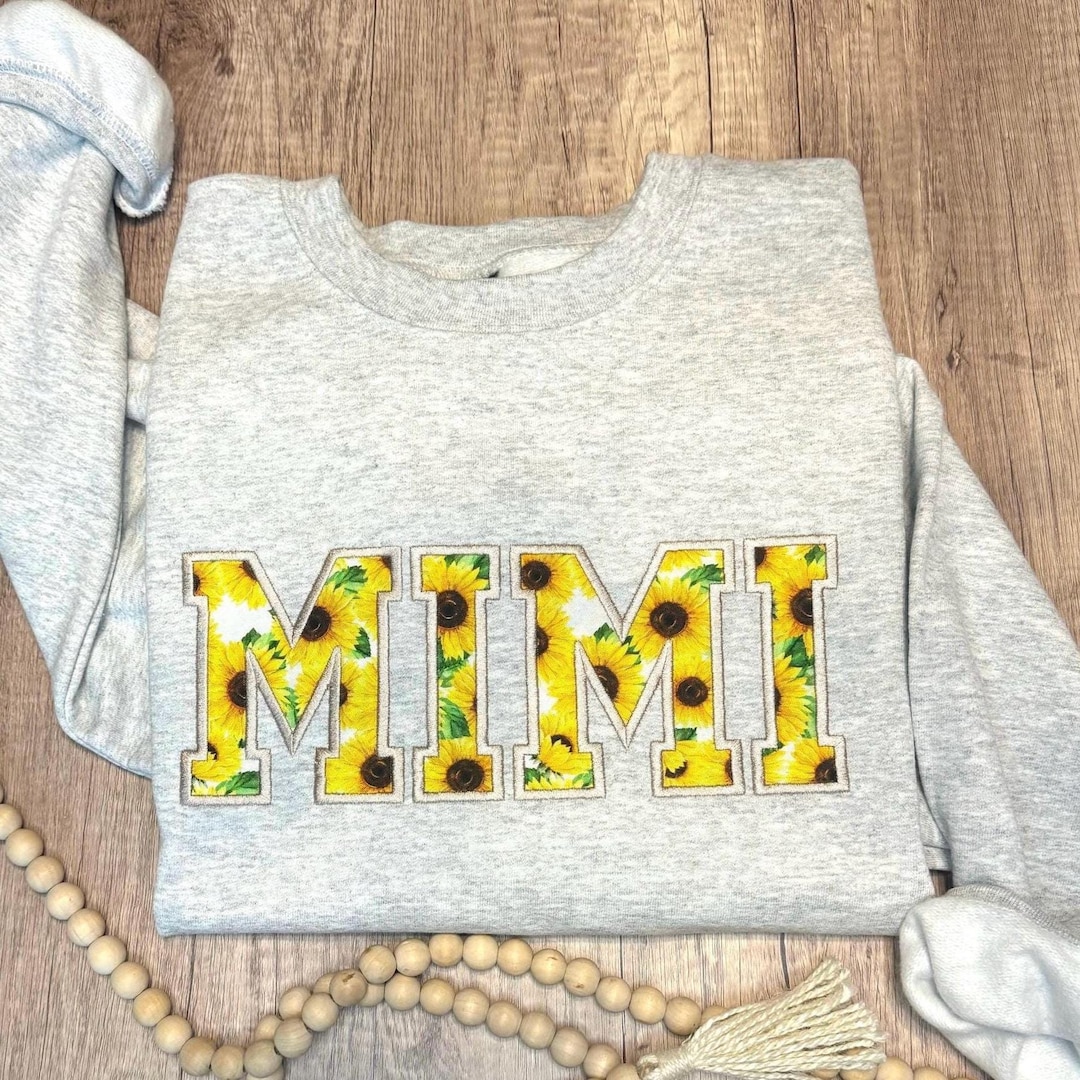 Embroidered Mimi Sweatshirt, Custom Mimi Sweatshirt, Sunflower ...