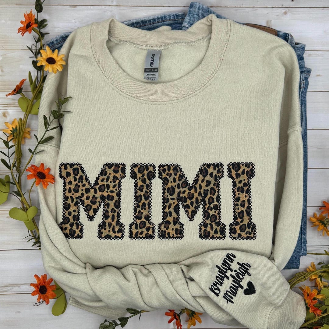 Embroidered Leopard Mimi Sweatshirt, Custom Mimi Crewneck, Christmas ...