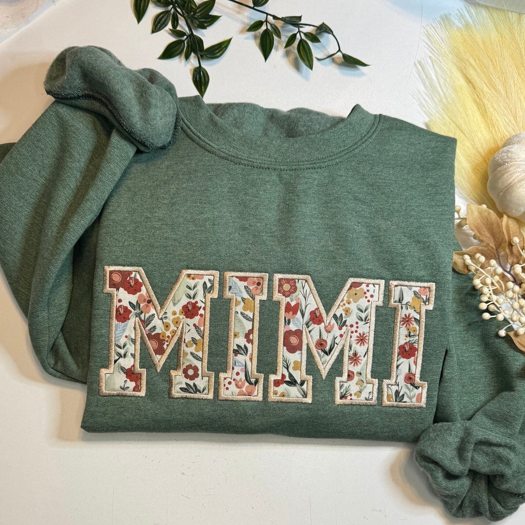Embroidered Mimi Sweatshirt, Custom Embroidered Sweatshirt, Floral ...