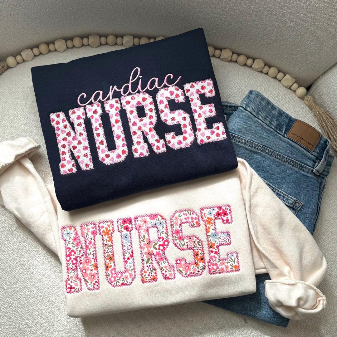 Cardiac Nurse Sweatshirt, Embroidered Nurse Sweatshirt, Custom ...