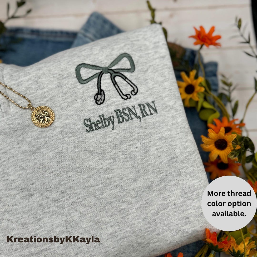 Embroidered Nurse Sweatshirt, Personalized Nurse Stethoscope With Name ...