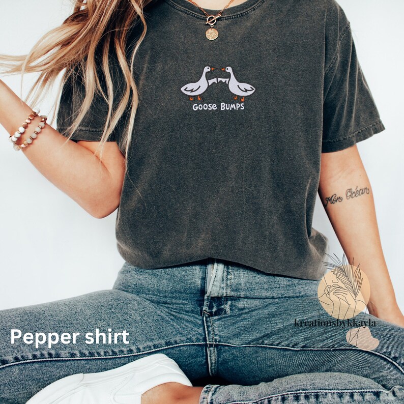Embroidered Goose T-shirt Goose Shirt Comfort Colors Shirt - Etsy