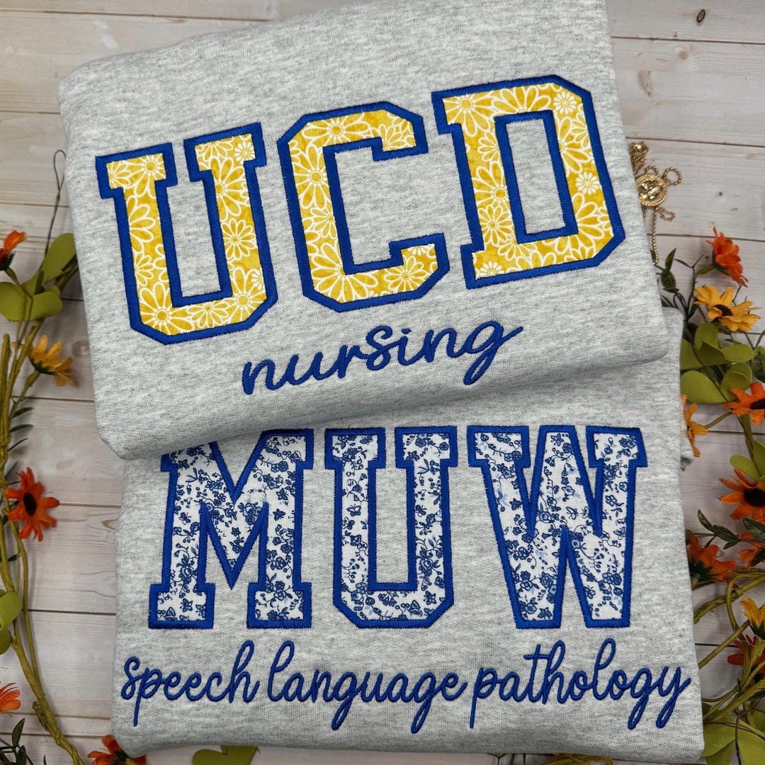 Custom College Mascot Sweatshirt, Embroidered College Initials Crewneck ...