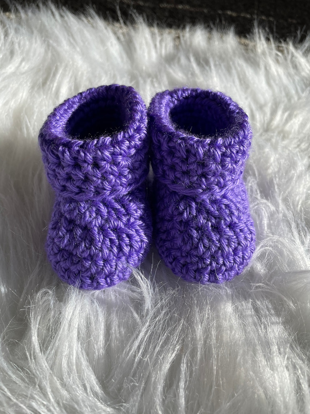 February: Amethyst 3-6 Month Crochet Booties - Etsy Sweden