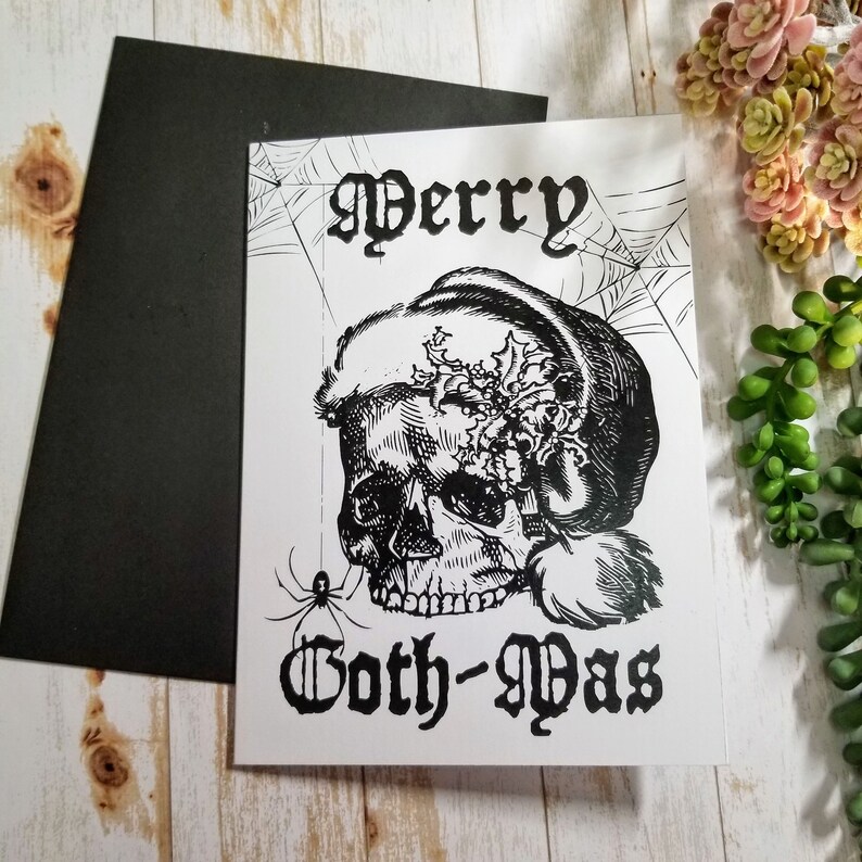 CHRISTMAS CARD 5X7 Gothic Greeting Card Merry Goth-mas - Etsy