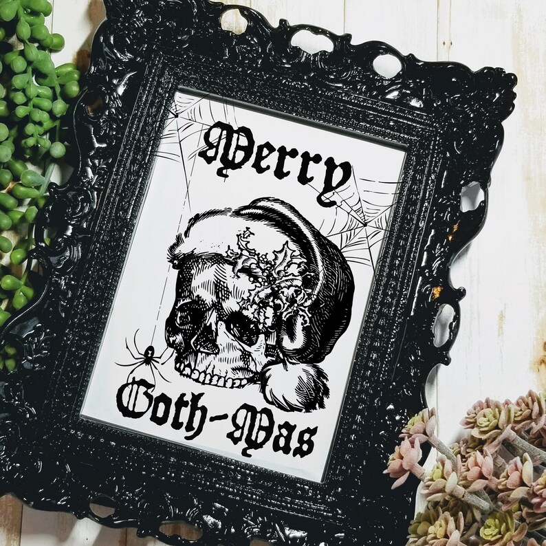 CHRISTMAS CARD | 5X7 Gothic Greeting Card | Merry Goth-mas - Etsy