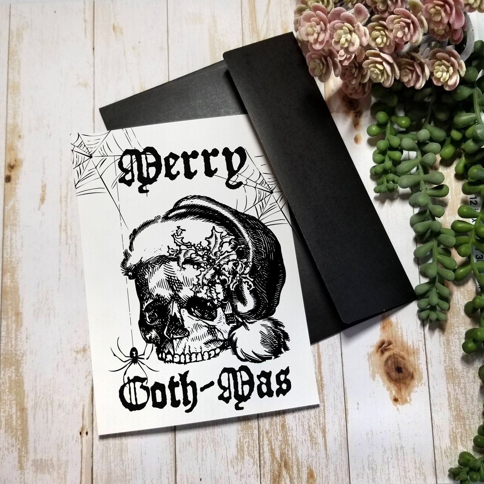 CHRISTMAS CARD | 5X7 Gothic Greeting Card | Merry Goth-mas - Etsy