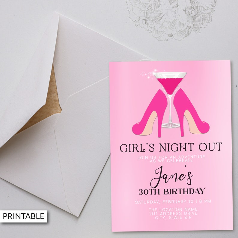 Girl's Night Out | Birthday Invitation | Personalize | Digital Download ...