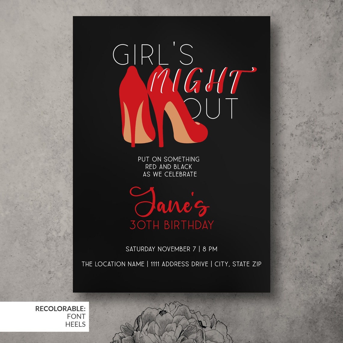 Girl's Night Out Birthday Invitation Personalize | Etsy