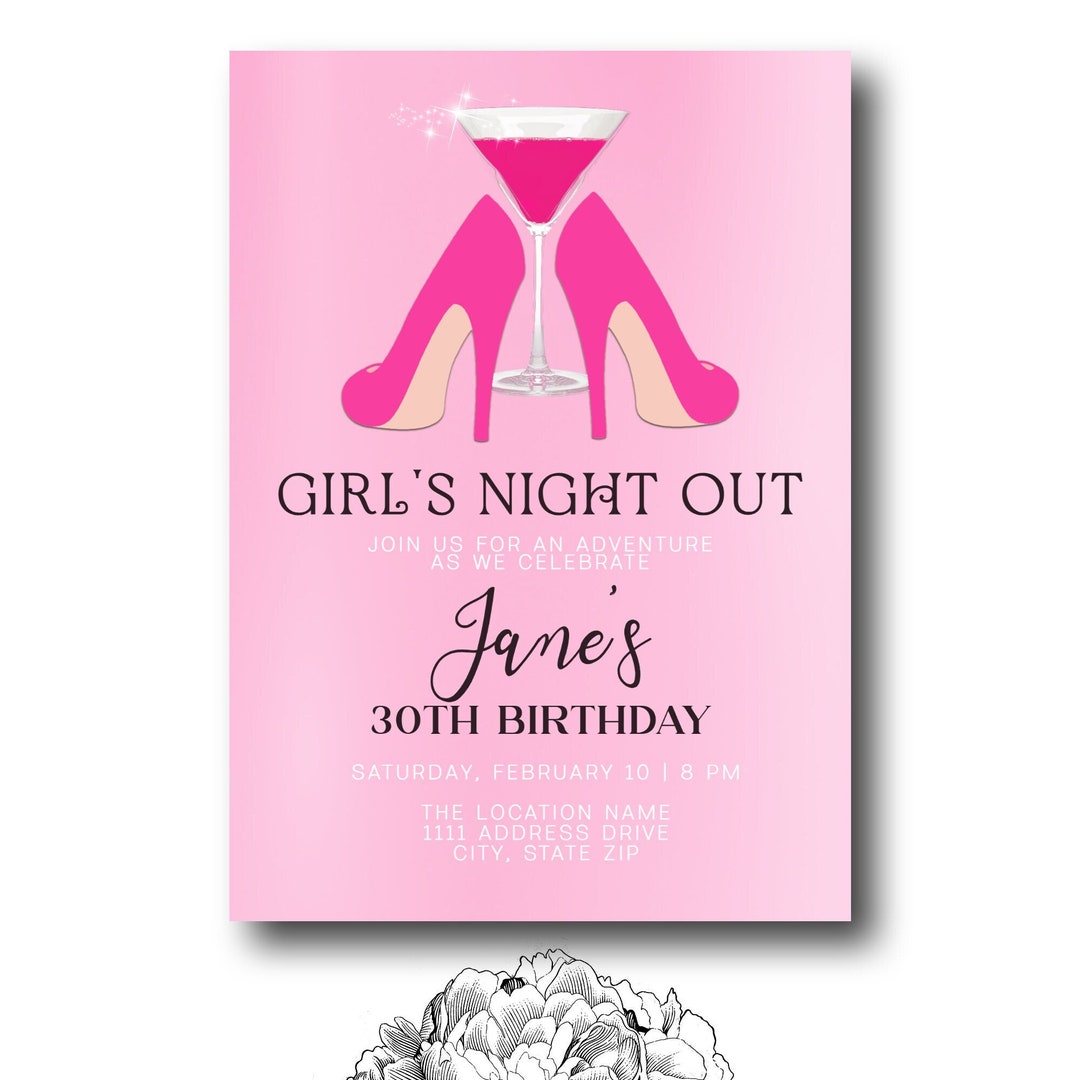 Girl's Night Out | Birthday Invitation | Personalize | Digital Download ...