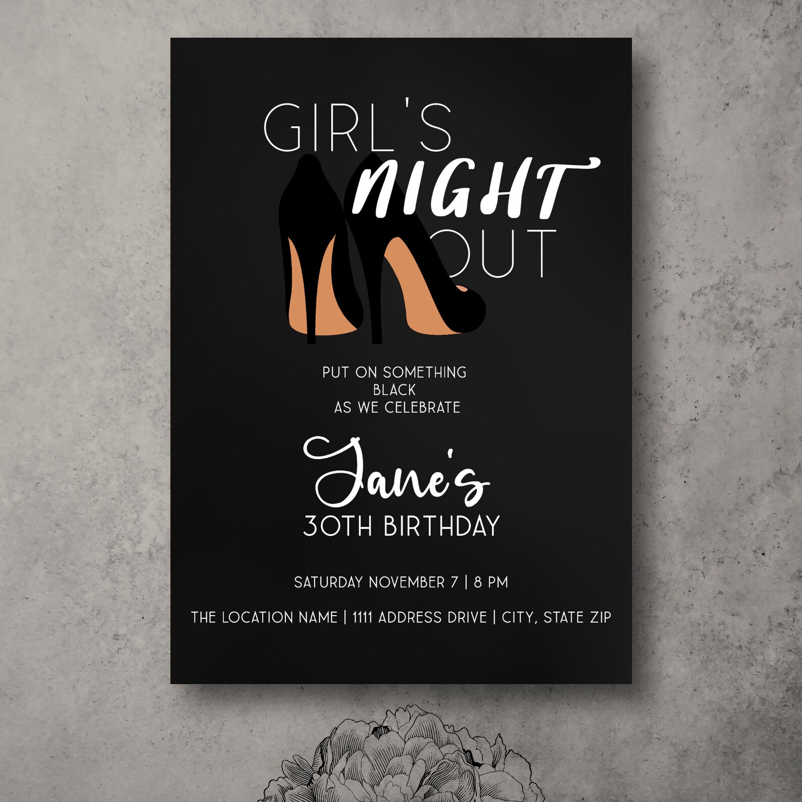 Girl's Night Out Birthday Invitation Personalize | Etsy