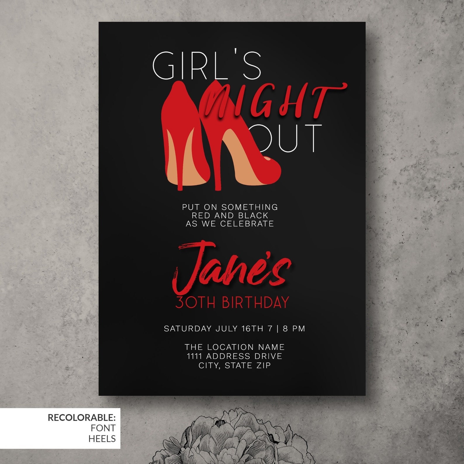 Girl's Night Out Birthday Invitation Personalize - Etsy