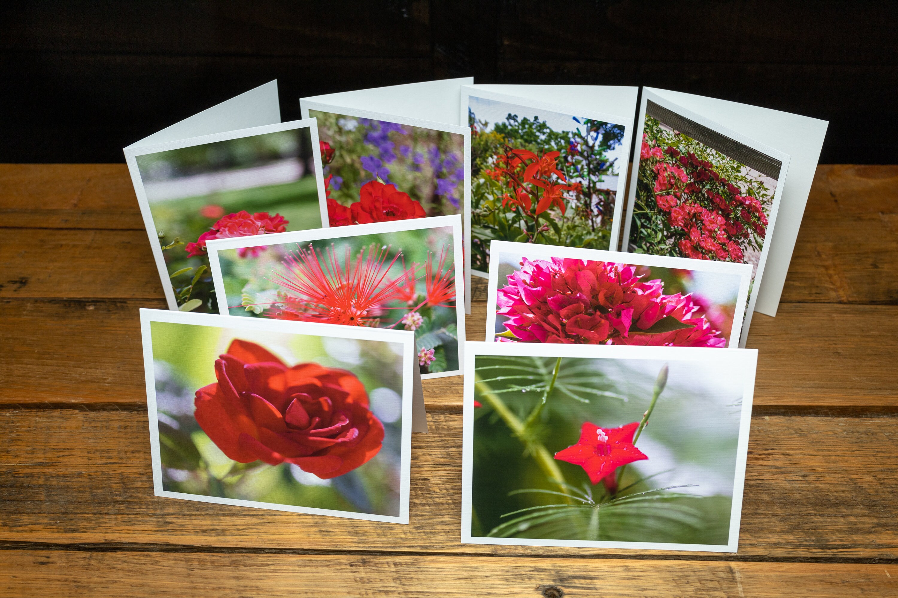 Red Flowers Bifold Note Card Set With Envelopes | Etsy