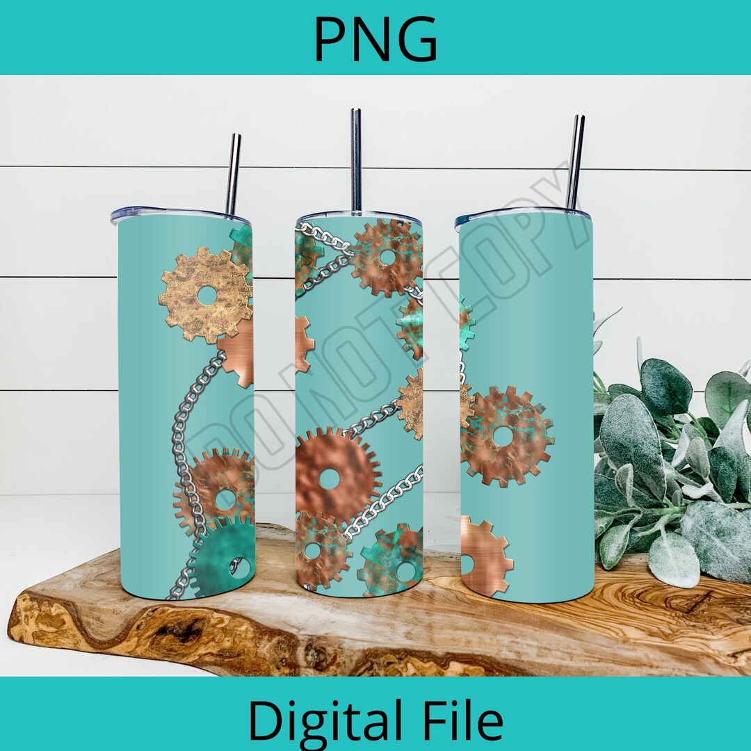 Cogs and Chains Sublimation Design for Tumblers and Other Projects - 2 ...