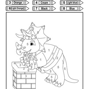 Dino Christmas Color by Number Kids Activity Coloring Book Printable - Etsy