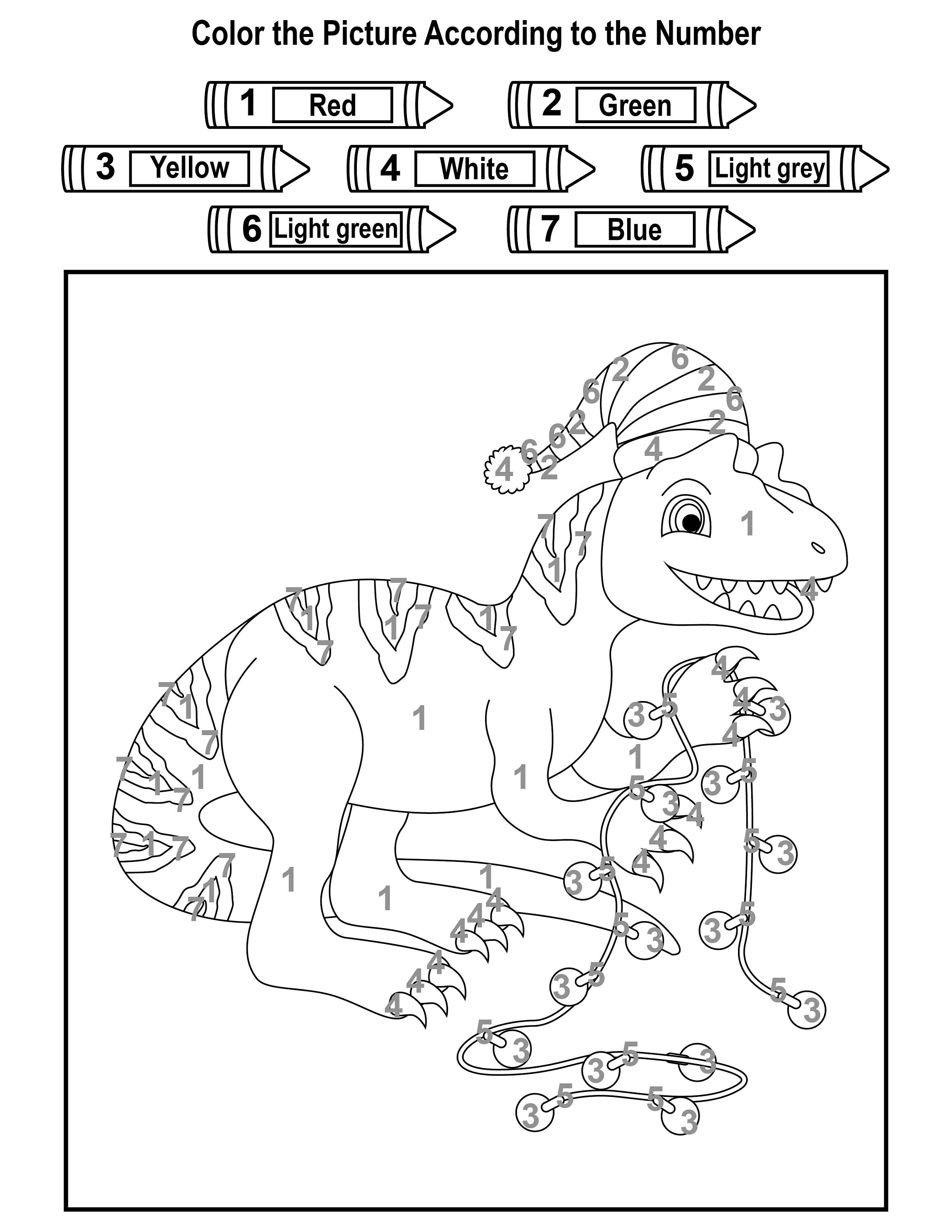 Dino Christmas Color by Number Kids Activity Coloring Book Printable - Etsy