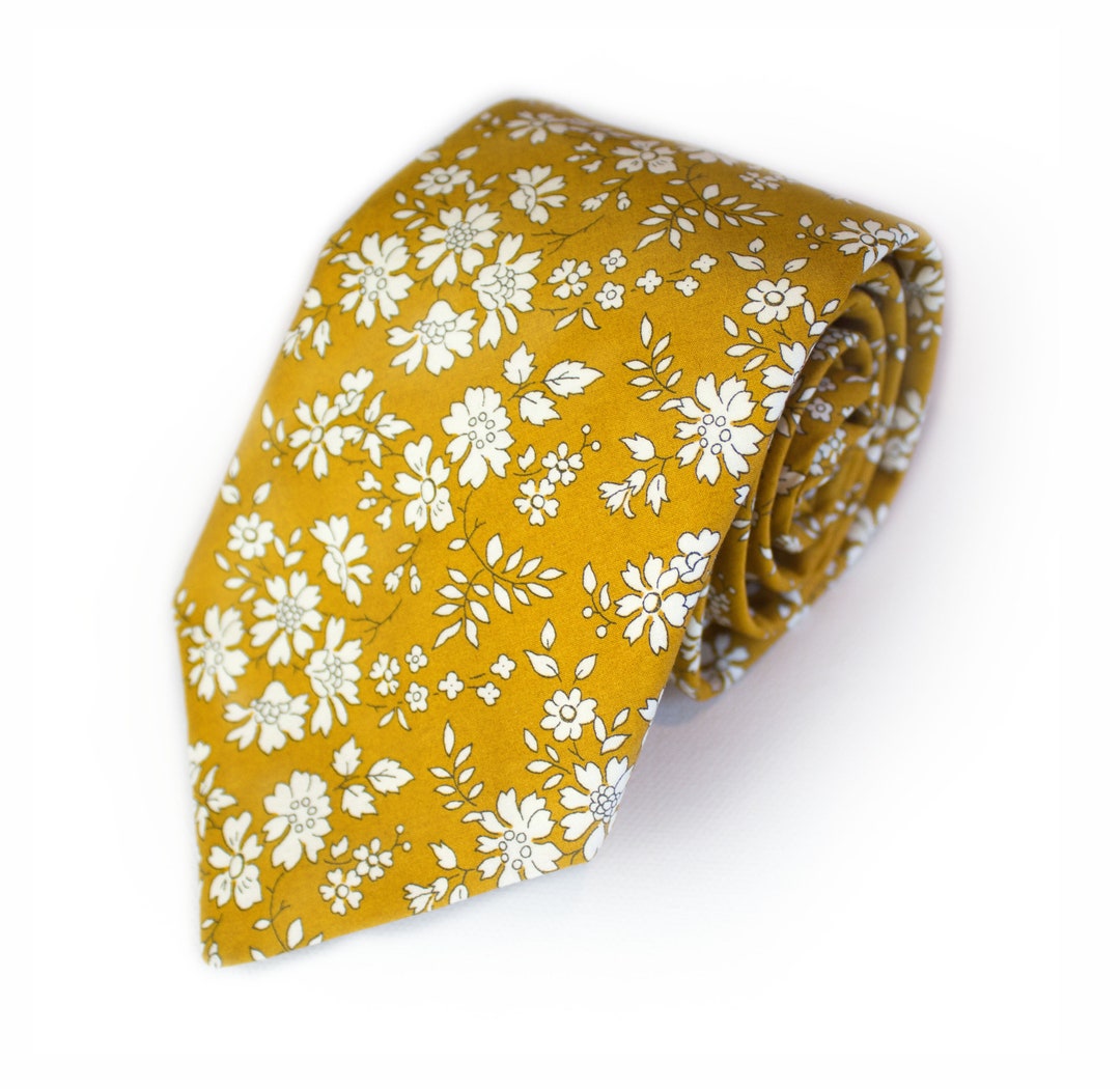 Mustard Yellow Printed Men's Necktie - Etsy