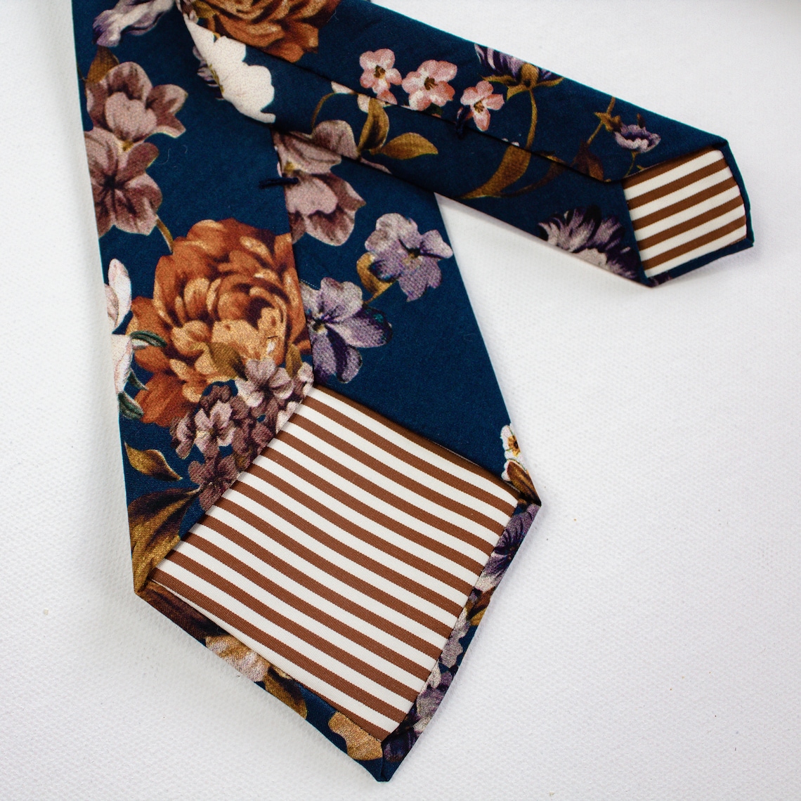 Blue floral necktie floral wedding tie | Etsy