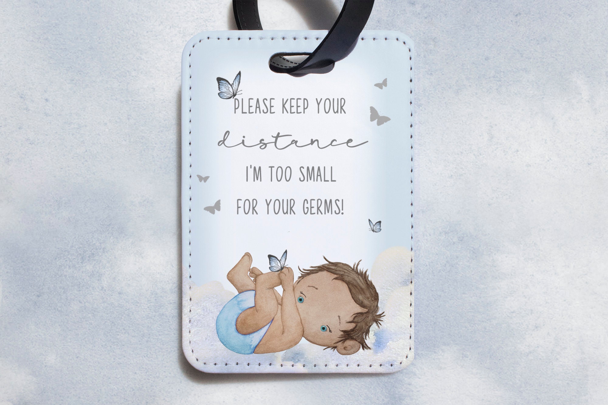 Personalised New Baby Pram Germs Tag, Personalized Cute Newborn Present ...