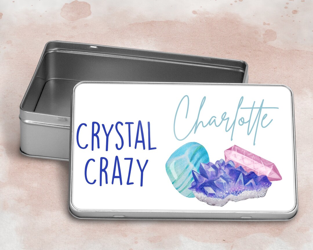 Crazy Crystal Lady Metal Storage Tin Personalised Gemstone - Etsy