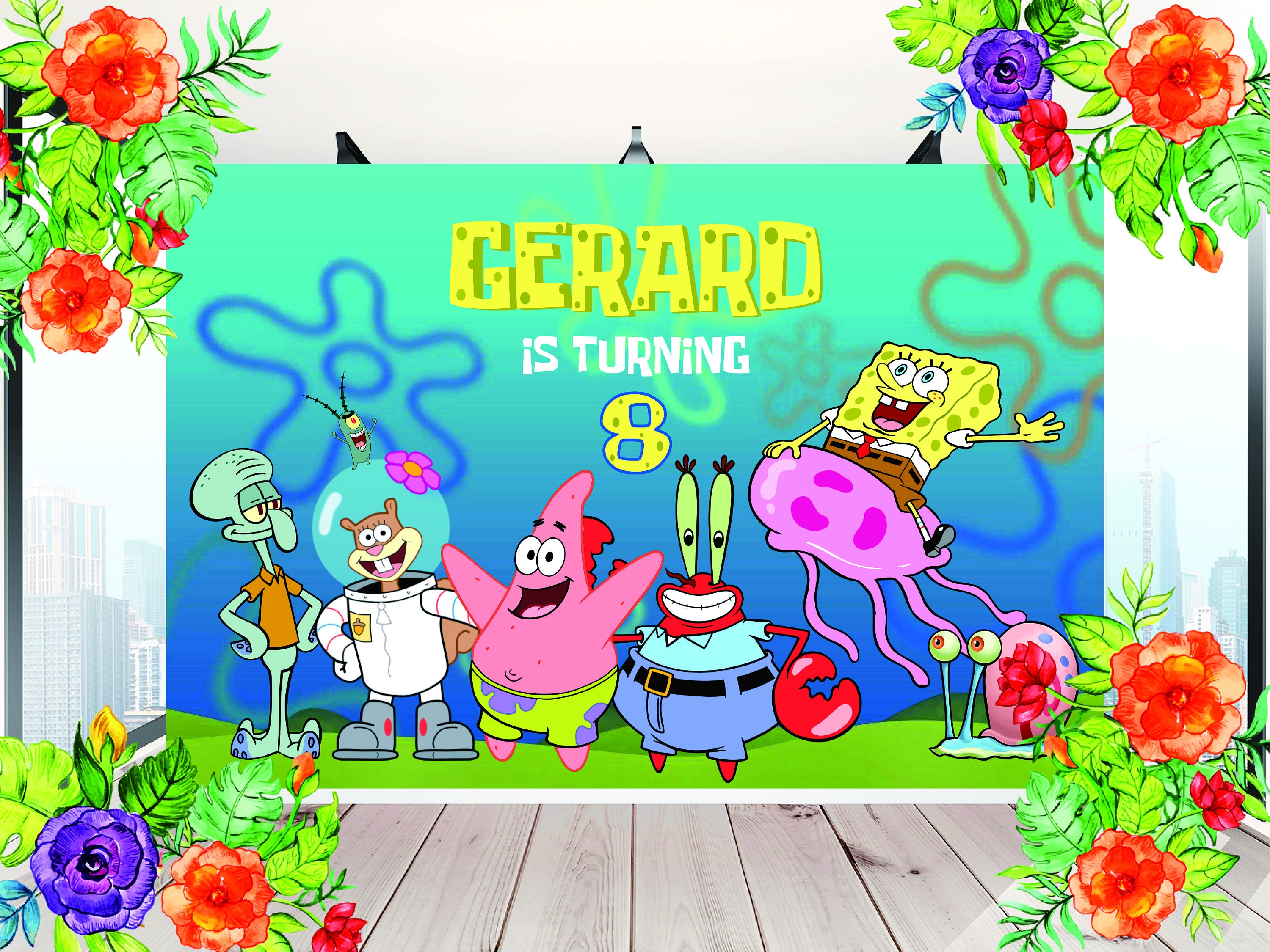 Spongebob Backdrop Spongebob Backdrop Birthday Spongebob | Etsy