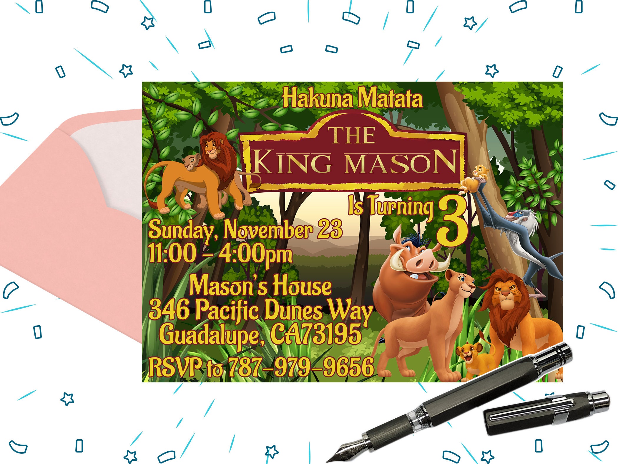 Lion King Invitation, Lion King Invitations, Lion King Birthday ...