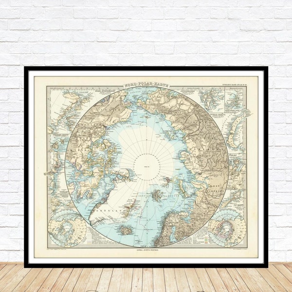 Antique Map of North Pole - Etsy