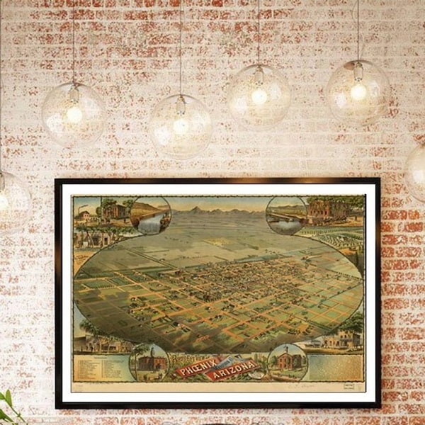 Antique Map of Phoenix - Etsy