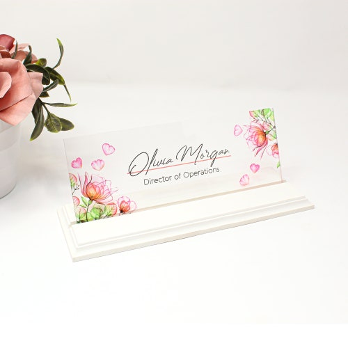 Personalized Desk Name Plate Daisy Design Office Desk Decor | Etsy