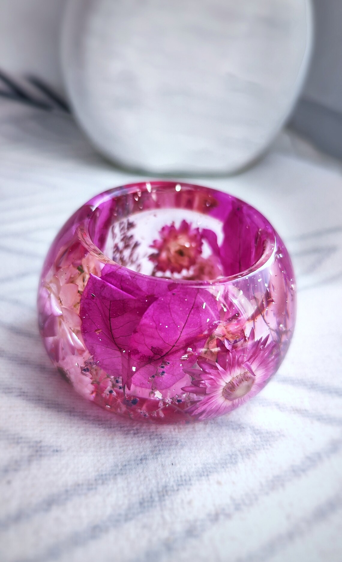 Epoxy Resin Dried Flower Tea Light Holder. Resin Floral Home - Etsy