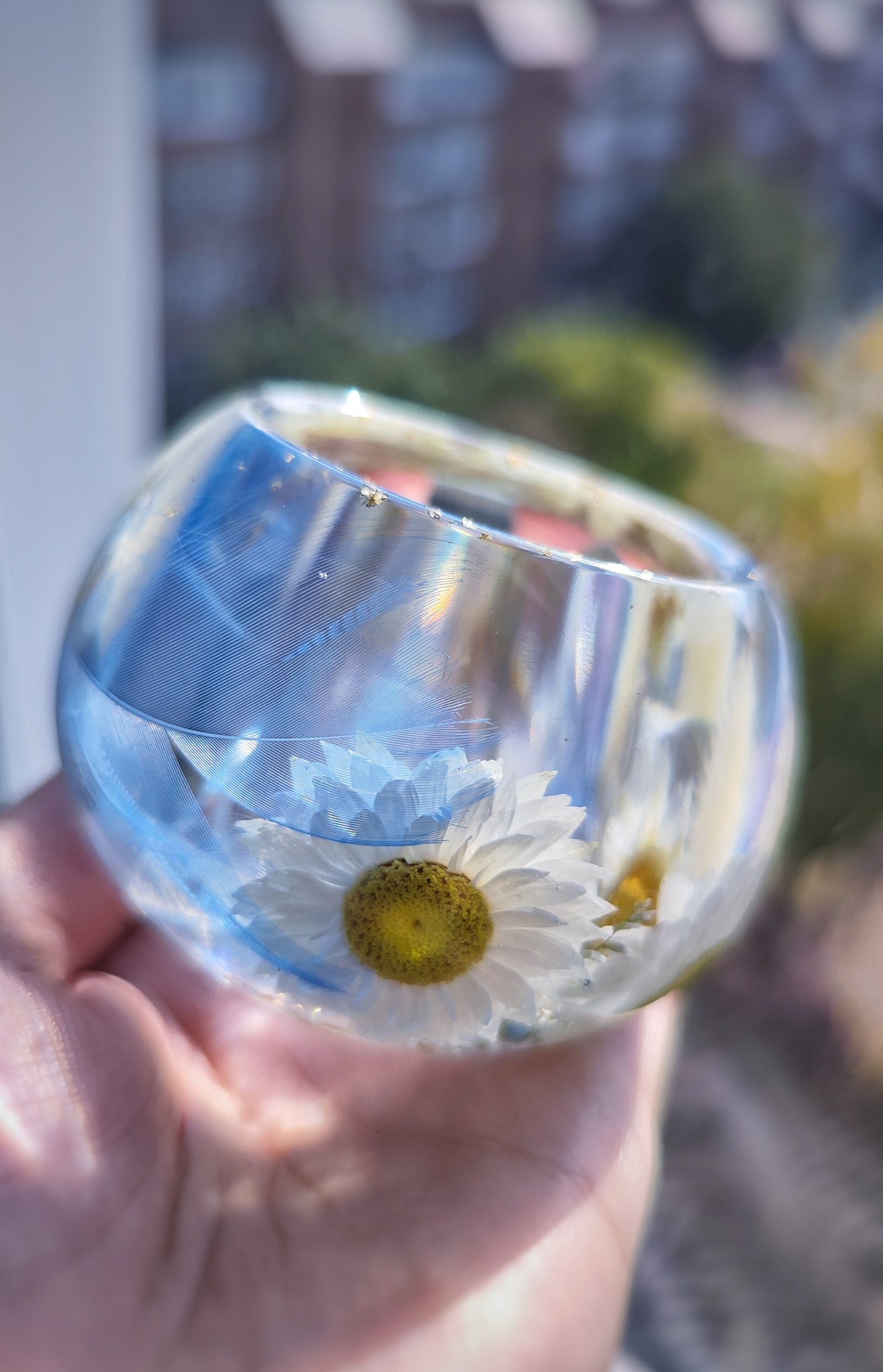 Epoxy Resin Dried Flower Tea Light Holder. Resin Floral Home - Etsy