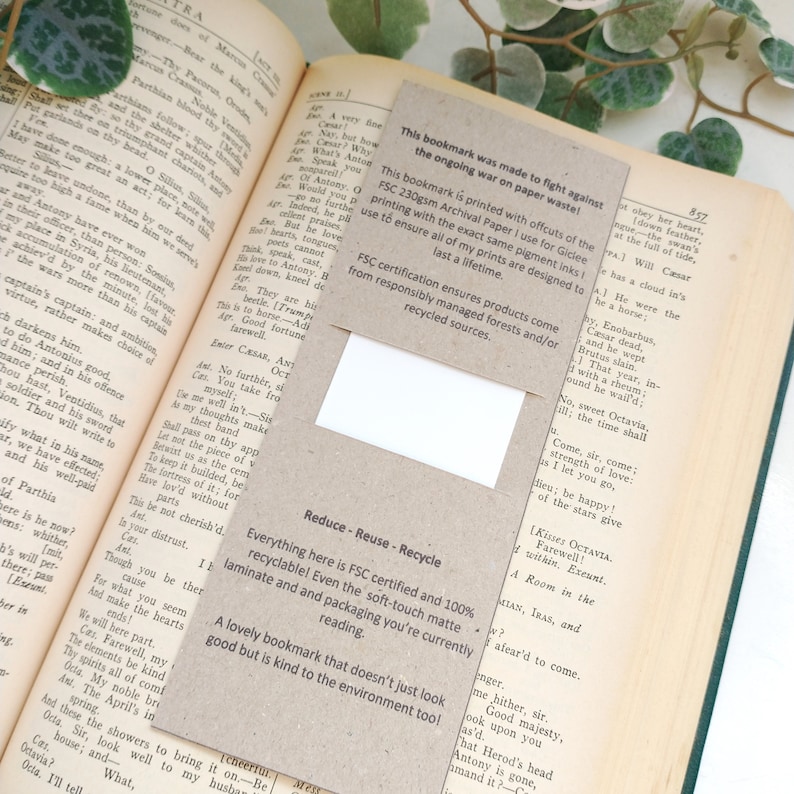BOOKMARK Eco-friendly Eco-friendly Bookmark Recycled Free - Etsy