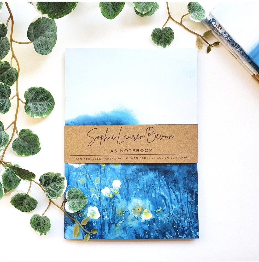 Indigo Fields Notebook, A5 Plain Notebook, 100% Recycled, 36 Pages, Eco ...