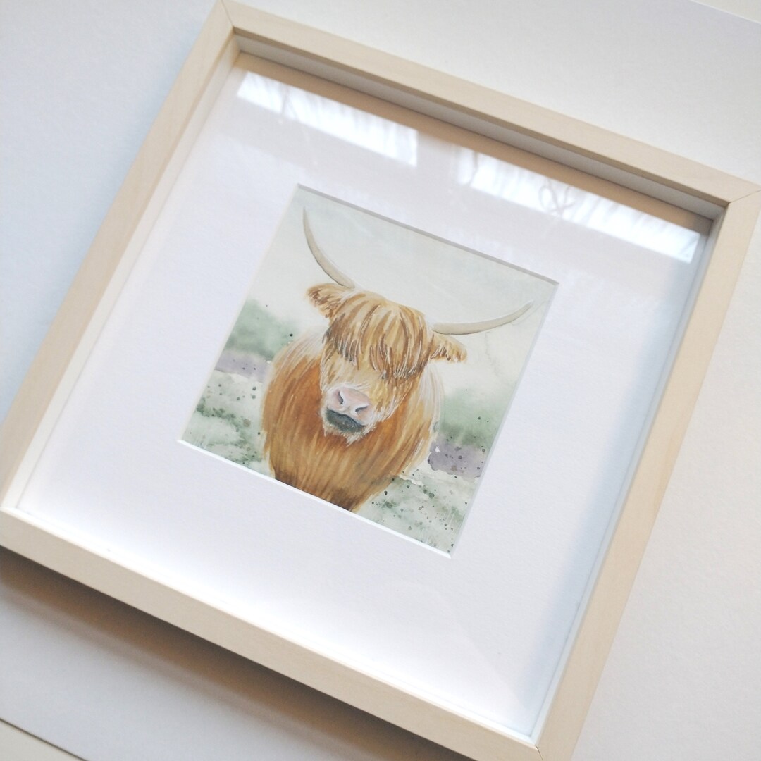 Highland Coo, Highland Cow, Framed ORIGINAL Watercolour Painting, Cow ...