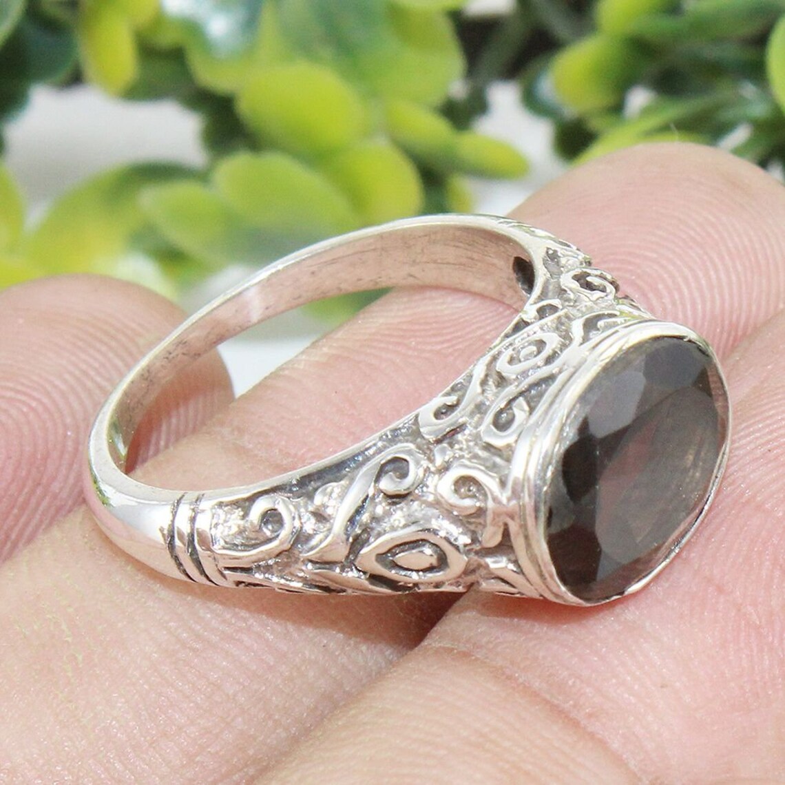 Solid 92.5 Sterling Silver Ring For Woman's Oval | Etsy