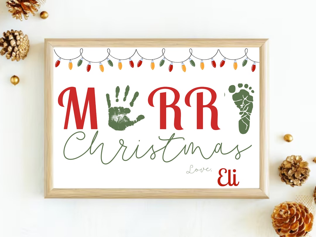 Baby Christmas Footprint, Baby's First Christmas, Printable Artwork ...