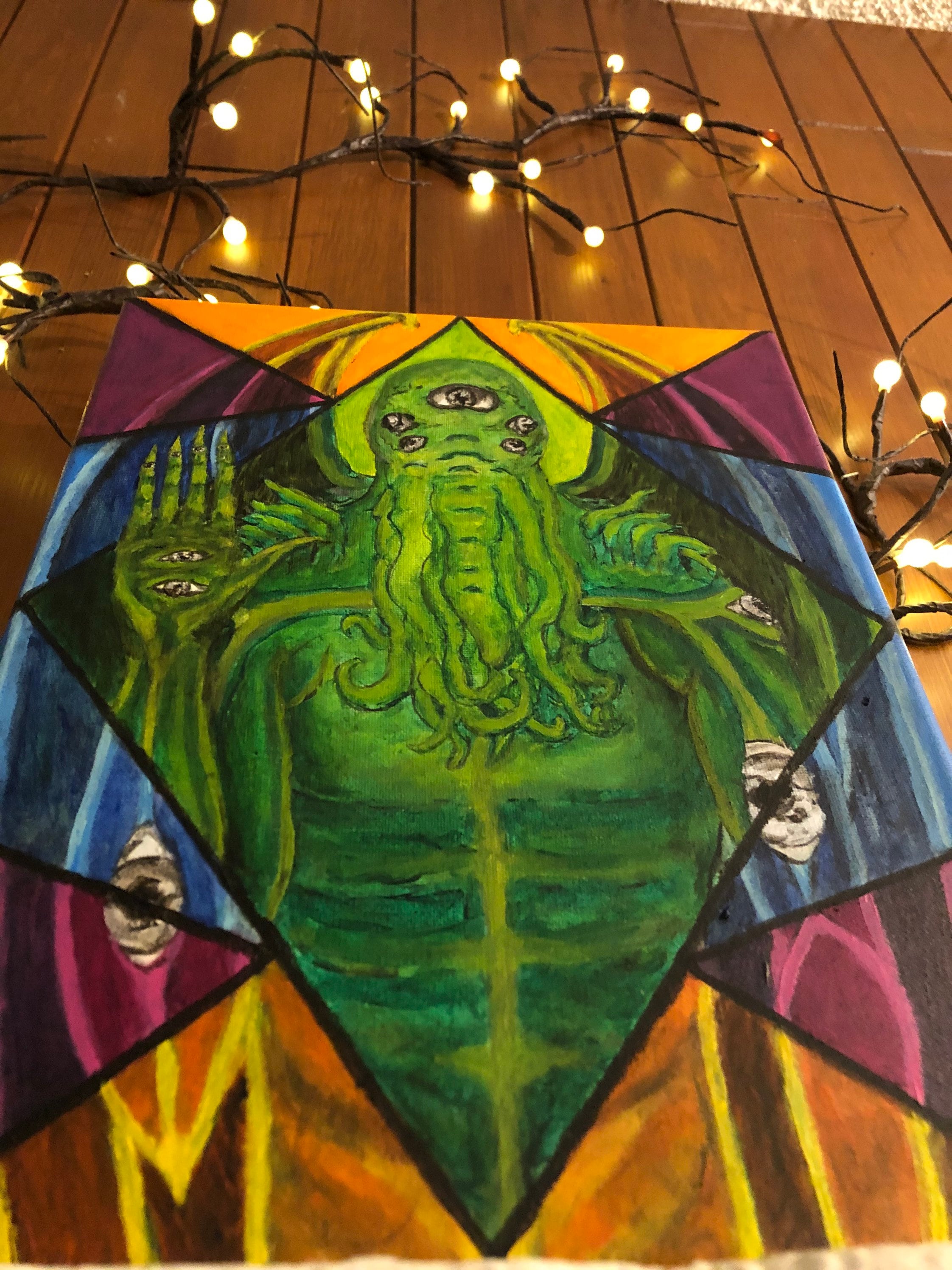 Stranger Aeons, Psychedelic Cthulhu Original Painting on Canvas, Unique ...