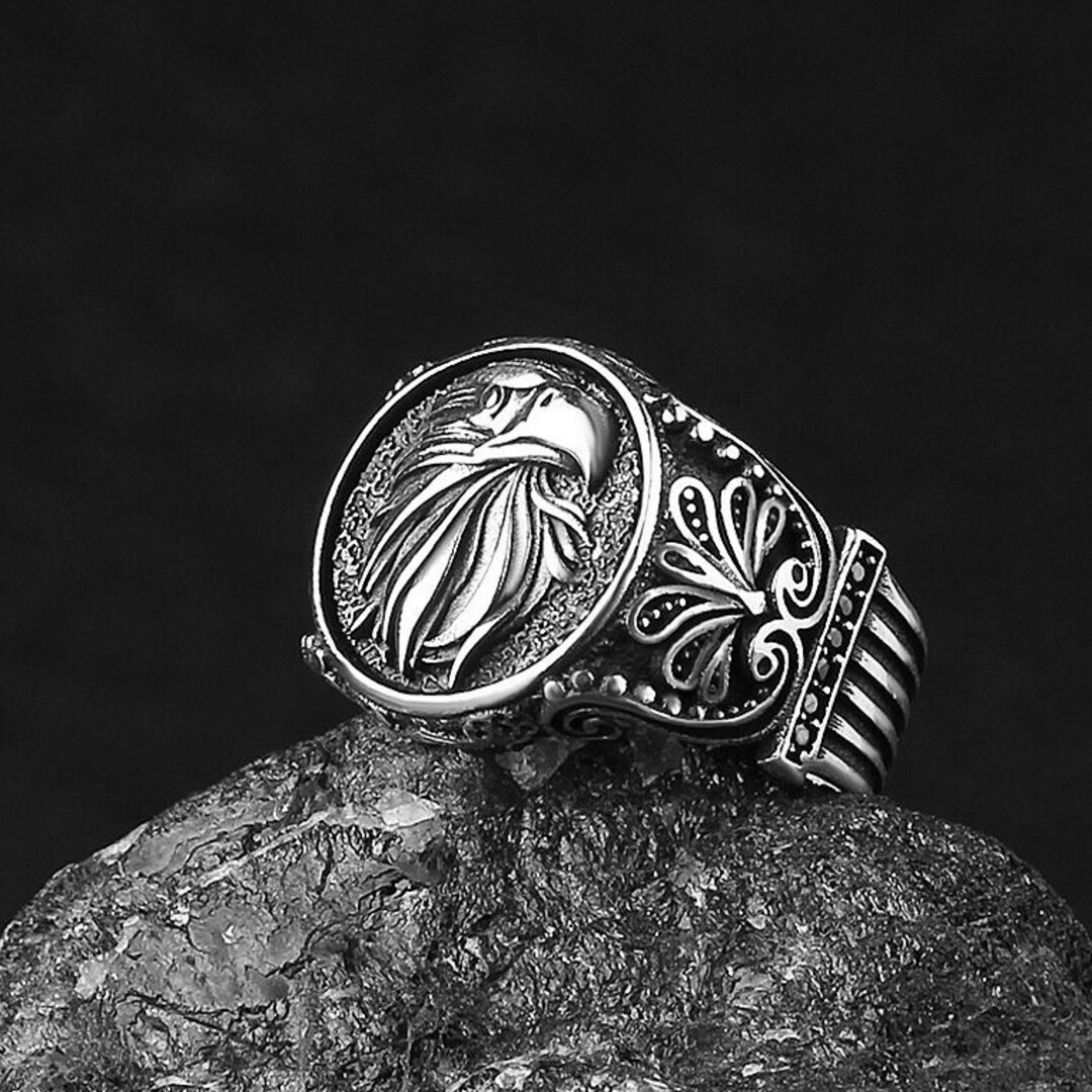 925 Sterling Silver Men Ring Eagle Symbol, Sterling Silver Ring, Men's ...
