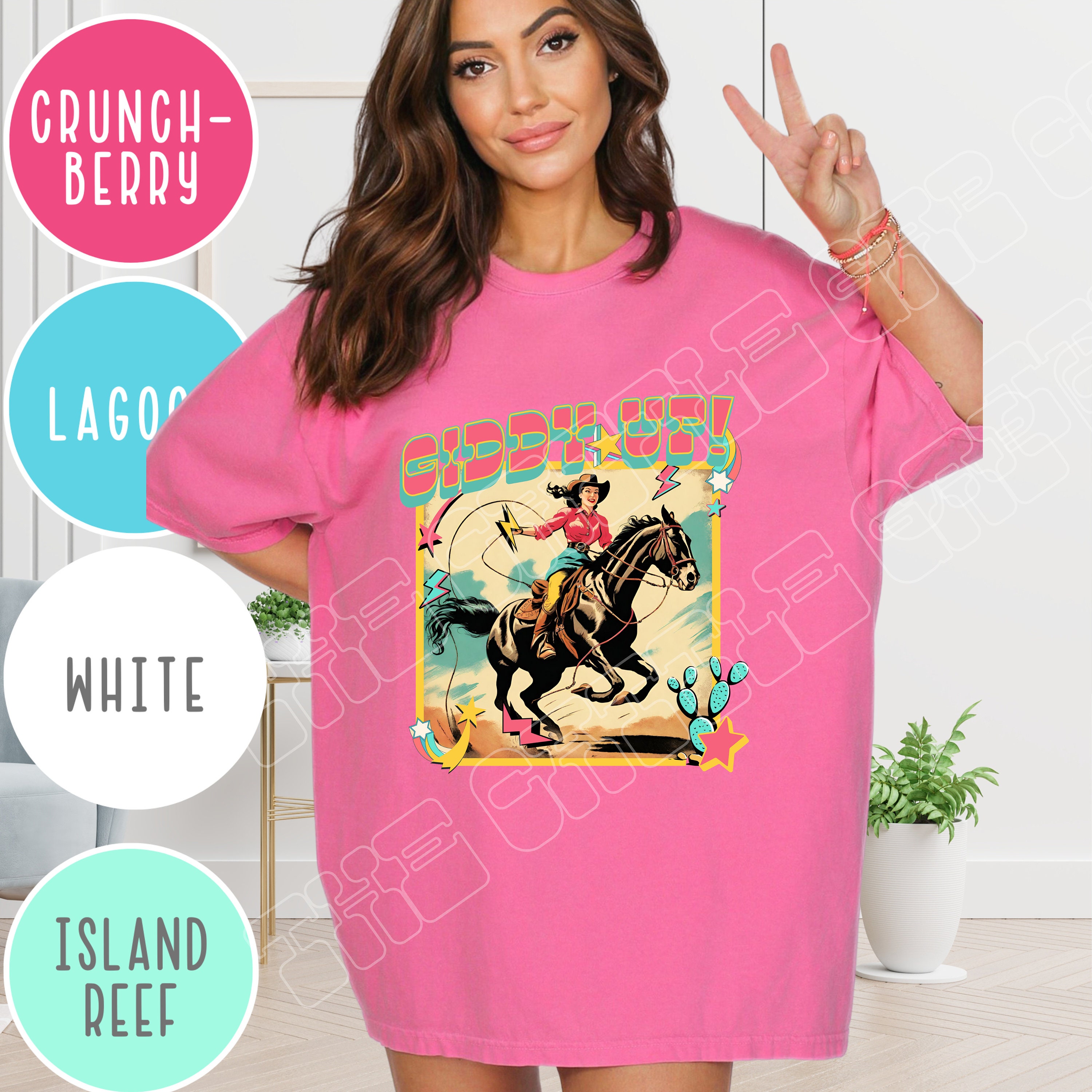 Giddy Up Cowgirl, Western, Comfort Color, Country Girl, Horse, Rodeo ...