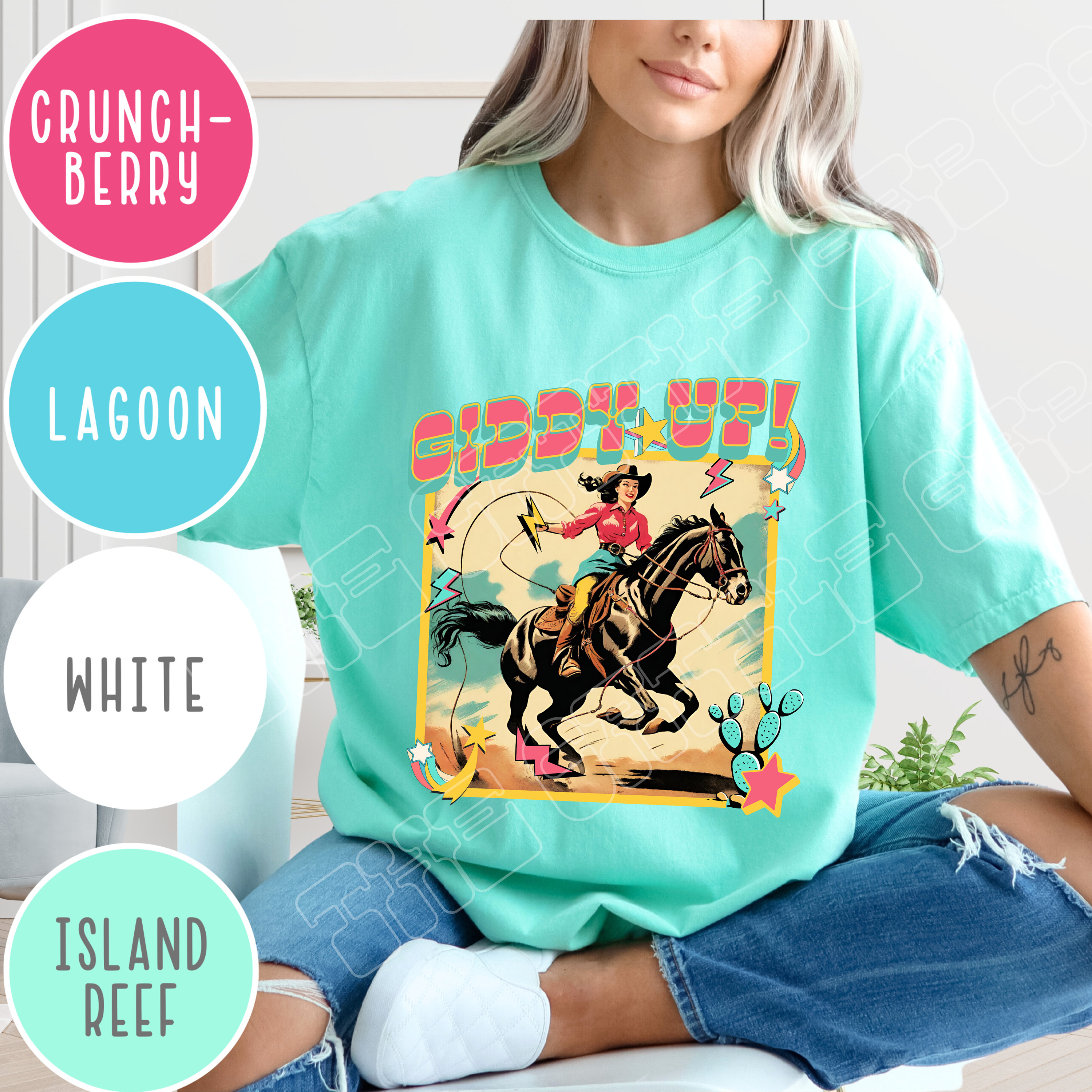 Giddy Up Cowgirl, Western, Comfort Color, Country Girl, Horse, Rodeo ...