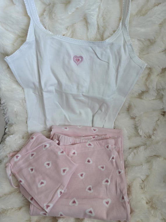 Very Rare Vintage Victoria's Secret Pink Heart Knit T… - Gem